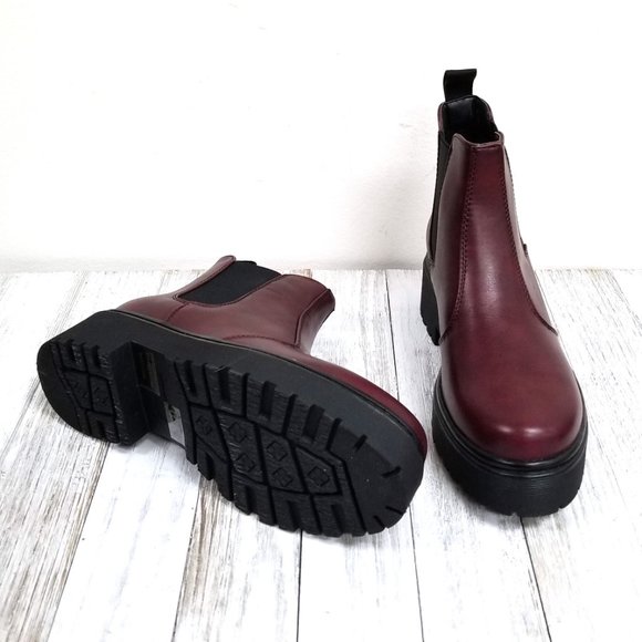Shoes | Restocked Wine Chelsea Combat Boots Ankle Bootie | Poshmark